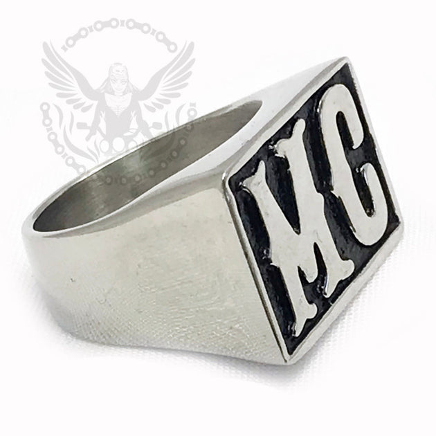 MC Motorcycle Club Ring - Black and Silver – Debria's Designs