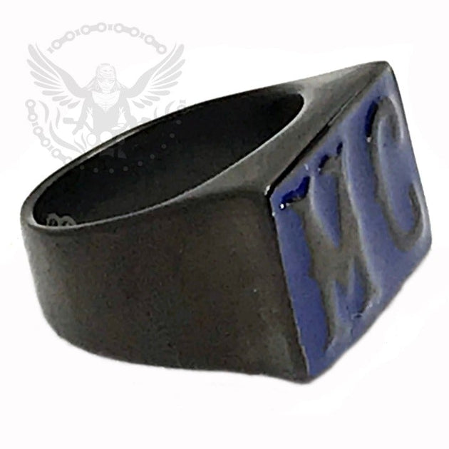 MC Motorcycle Club Ring - Black and Blue – Debria's Designs