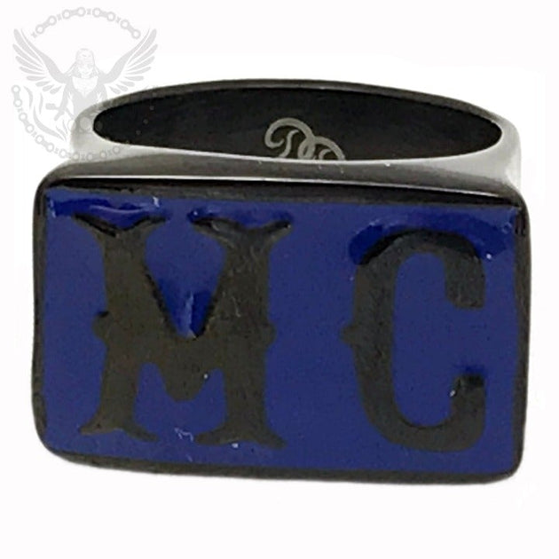 MC Motorcycle Club Ring - Black and Blue – Debria's Designs