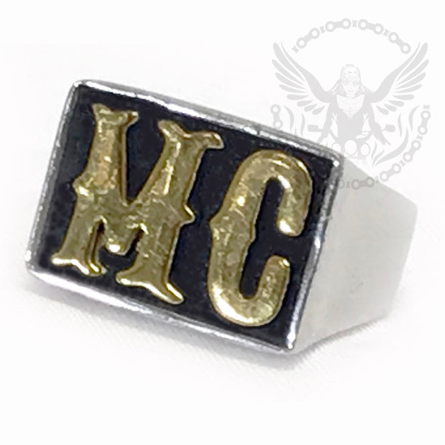 MC Motorcycle Club Ring - Black and Gold – Debria's Designs