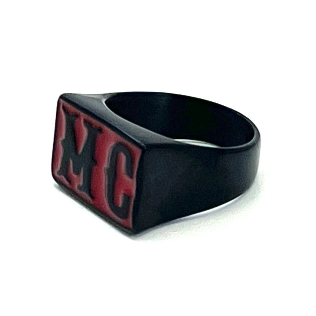 MC Motorcycle Club Ring - Black and Red – Debria's Designs